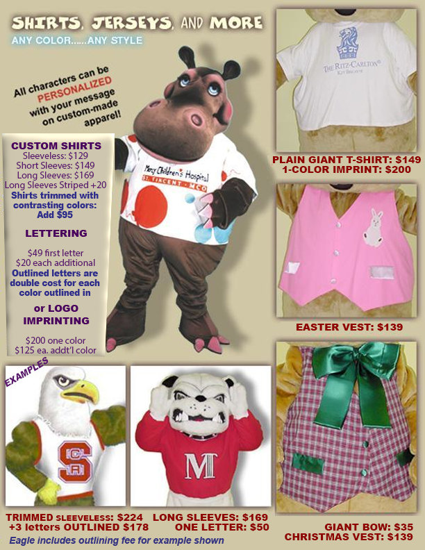Browse Mascot Costume Clothing to Dress-up Your Mascot