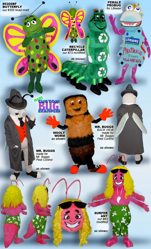 Choose From Our Great Bug & Insect Mascot Costumes or We'll Customize