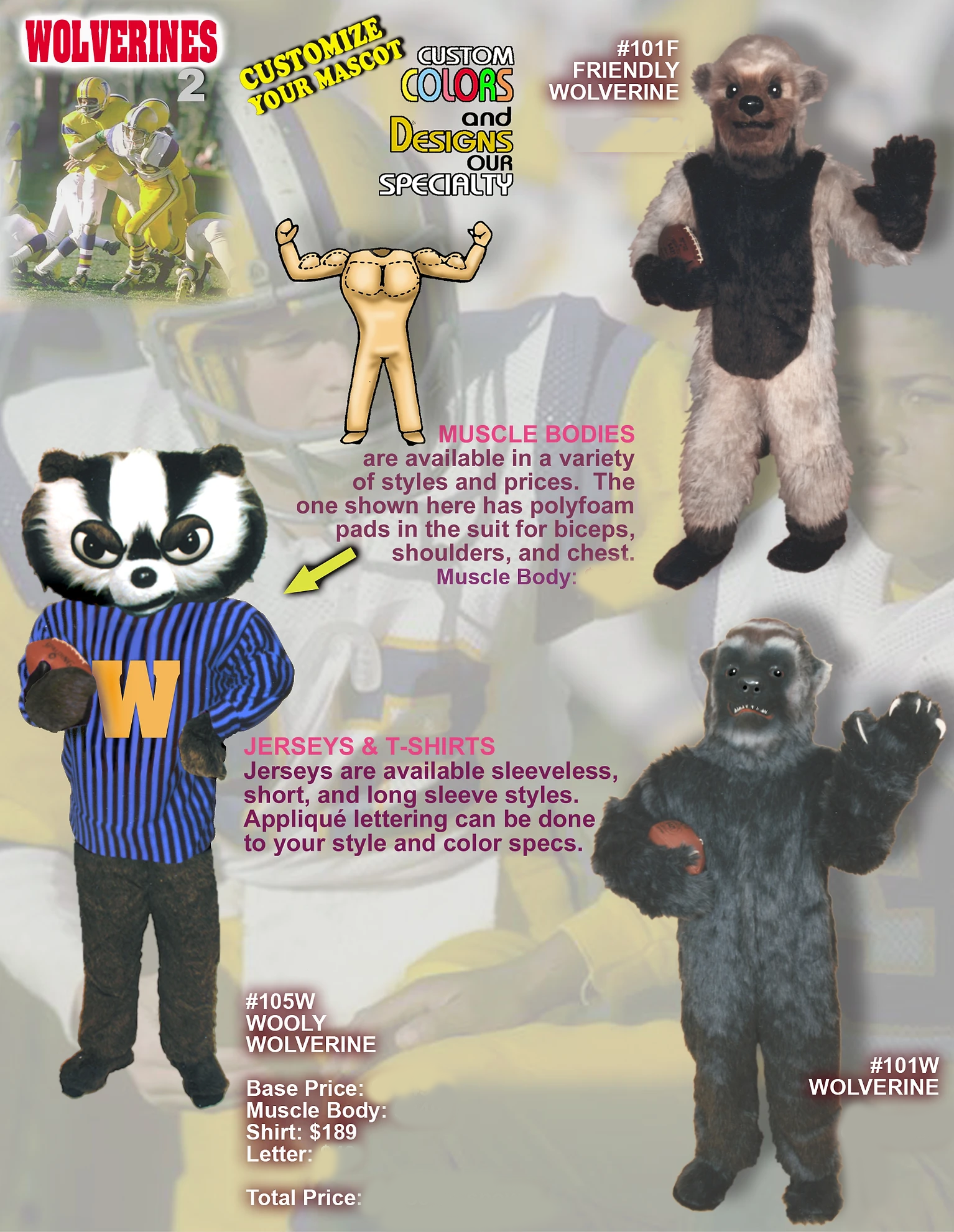 Great Wolverine Mascot Costumes Pre-designed or Customized For You