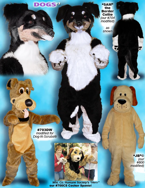 Dog Mascot Costumes Catalog or Custom for Your Team or Organization