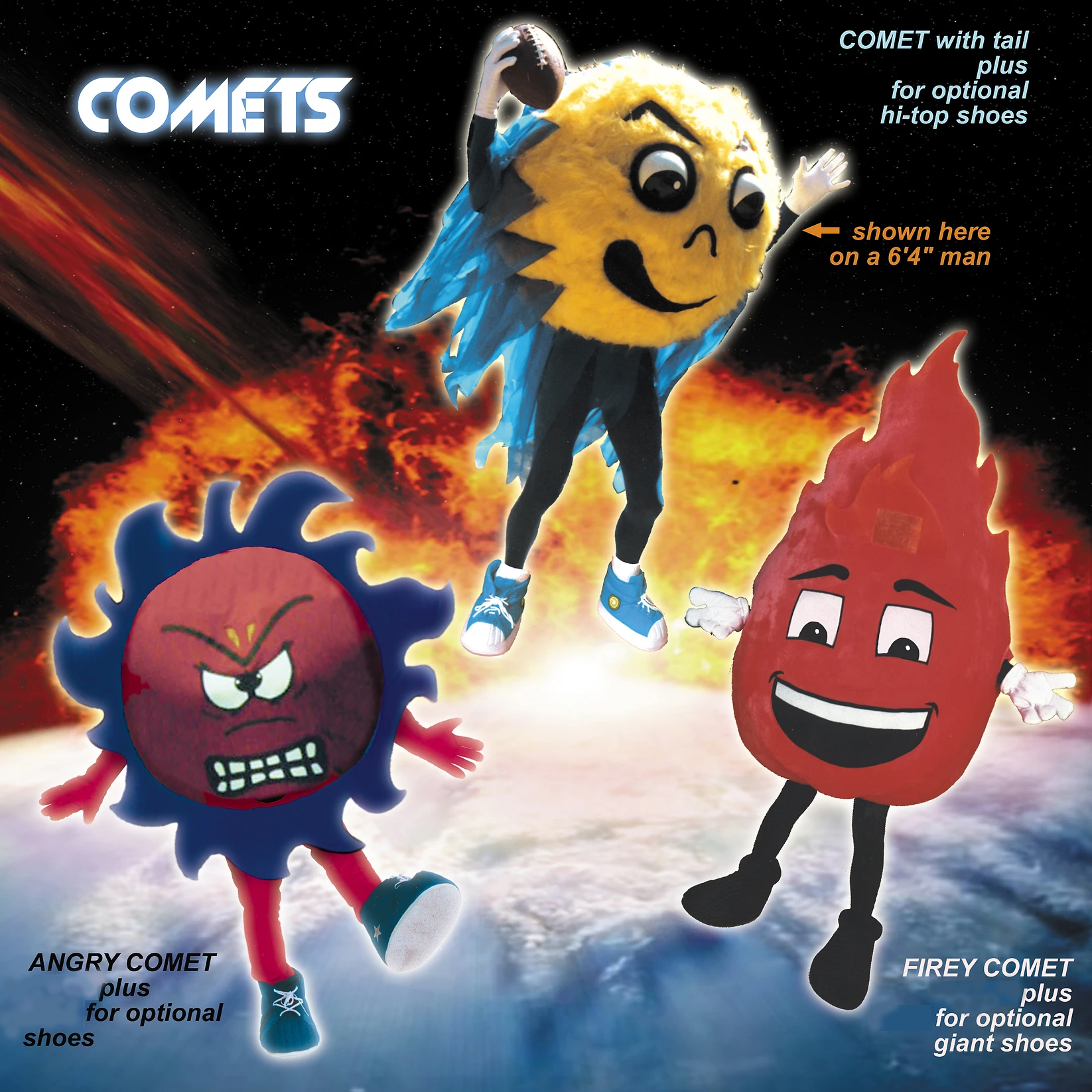 Great Comet Mascot Costumes Pre-designed or Customized for Your School