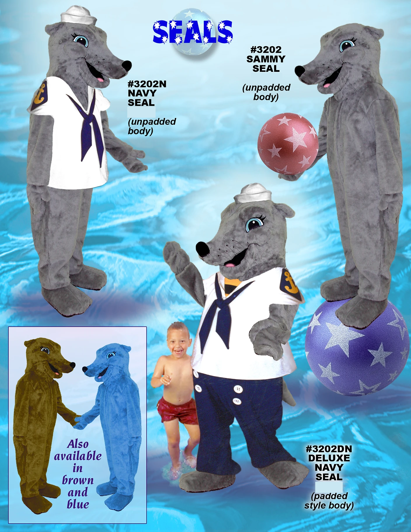 Lovable Seal Mascot Costumes Pre-designed or Custom Just for You
