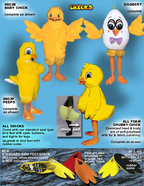Lovable Baby Chick Mascot Costumes Pre-designed or Customized For You