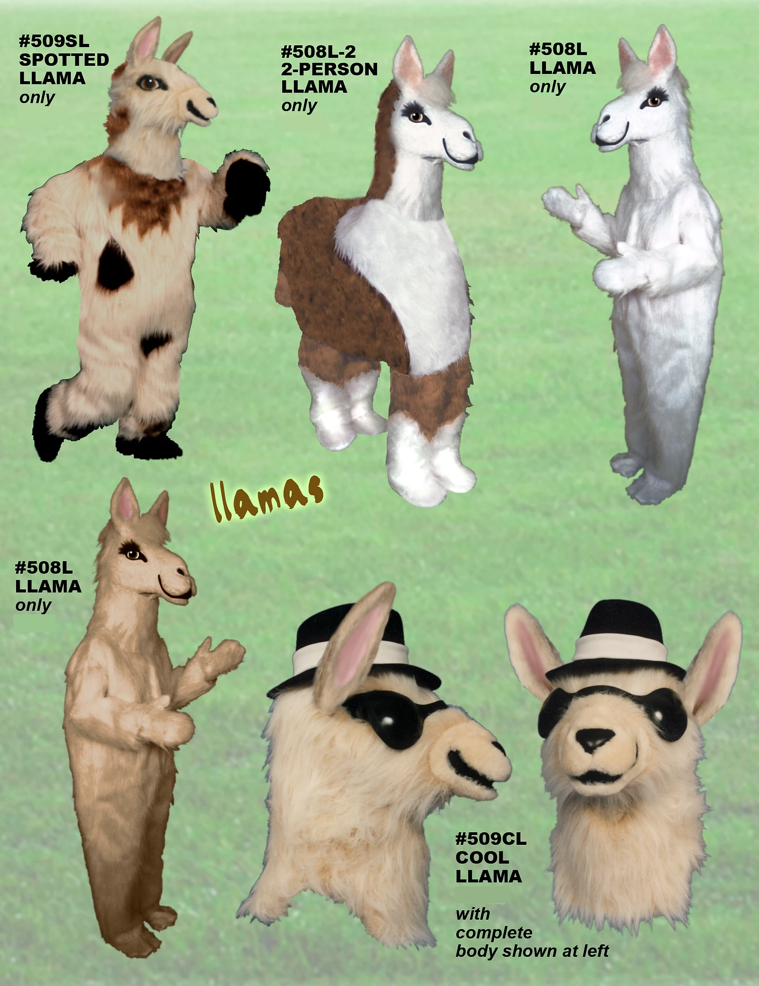 Memorable Llama Mascot Costumes Pre-designed or Customized for You
