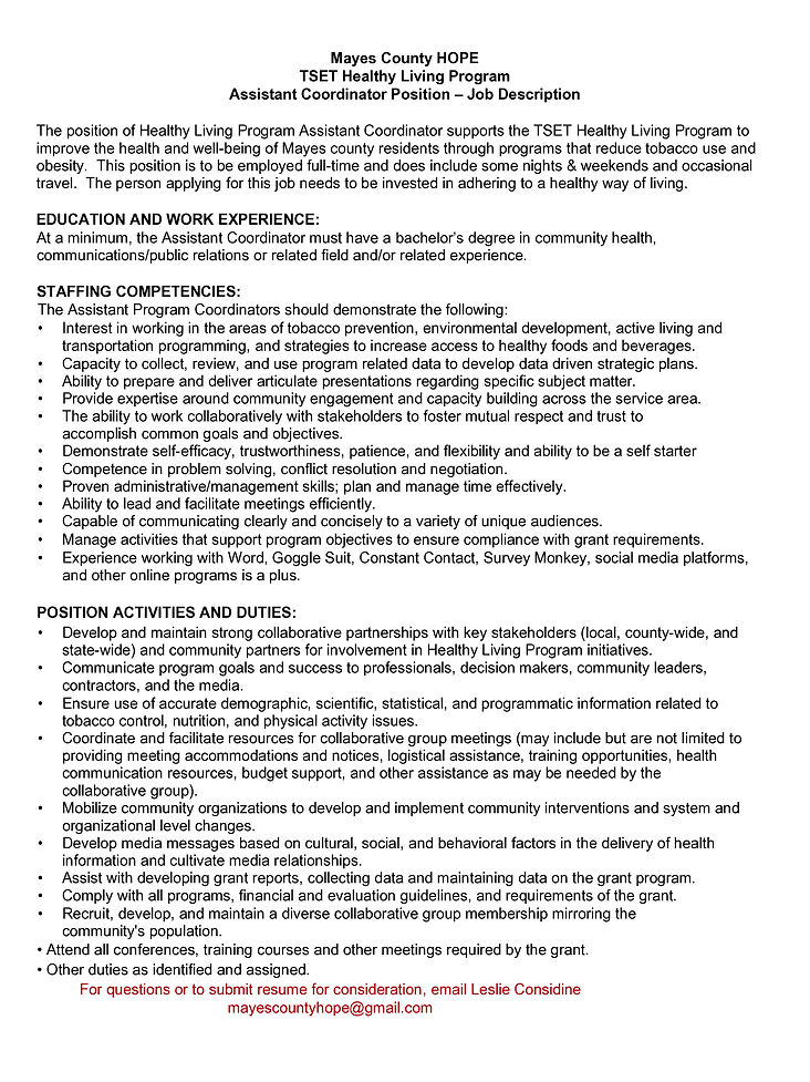 Job Openings | mchope