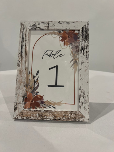 Table Numbers - Rustic White Framed | Blue Heron Barn