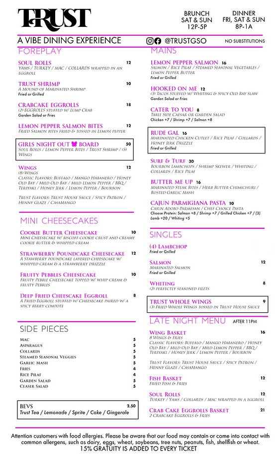 Dinner Menu | Trust GSO