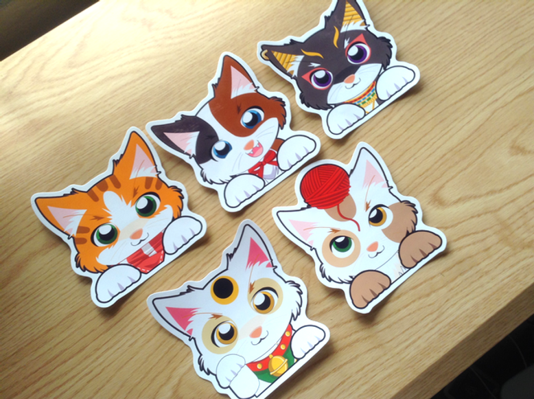 Peeking Cat Vinyl stickers (Waterproof) | timelaxminicreations