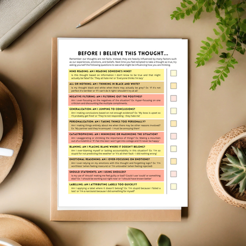 Thinking Trap Checklist | MsPsychotherapist