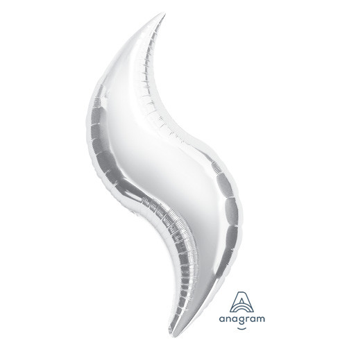 36" Curve Shape Helium Balloon - Silver | Dream Party