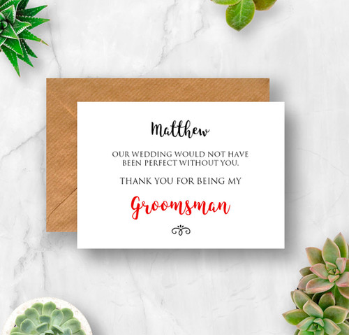 Personalised Groomsman Thank You Card Little Mushroom Card