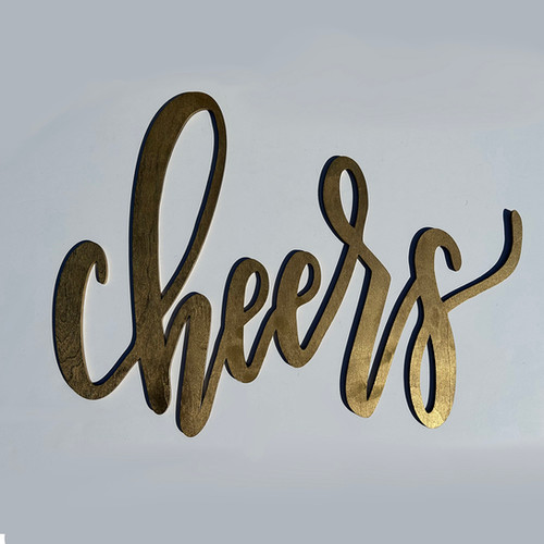 'Cheers' Gold Lasercut Sign | Material Girls