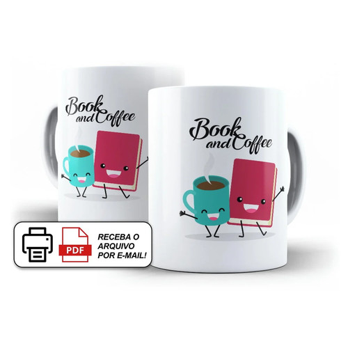 Arte Digital para Sublimação – Estampa Book and Coffee para Caneca ...