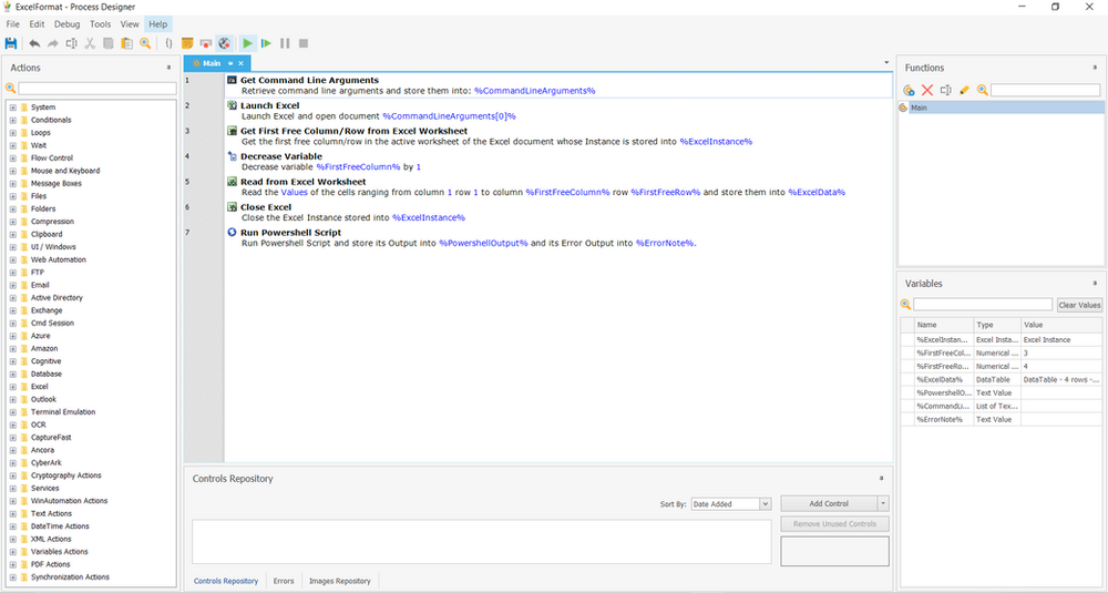 Format excel data as a table in Power Automate using Win Automation