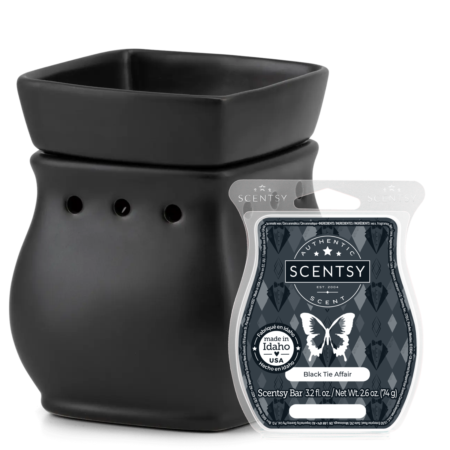 Classic Curve Satin Black Warmer and Black Tie Affair Scentsy Bar ...