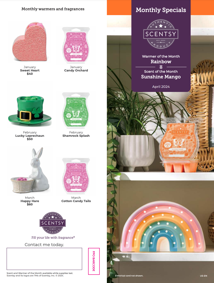 April 2024's Scentsy Warmer of the Month: Rainbow & Sunshine Mango