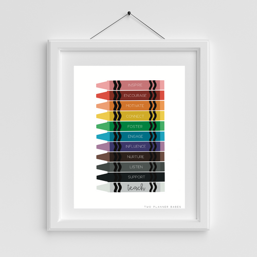 "Crayons" Classroom Poster | Two Planner Babes