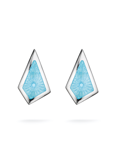 Edge Silver and Powder Blue Enamel Earrings | House of Benney