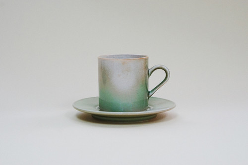 Moss Green Flambe Glaze -Mug and Saucer Sets | ohleafsg