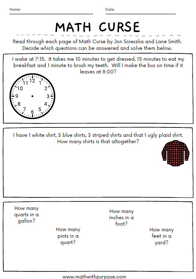 Problem Solving with Math Curse by Jon Scieszka and Lane Smith