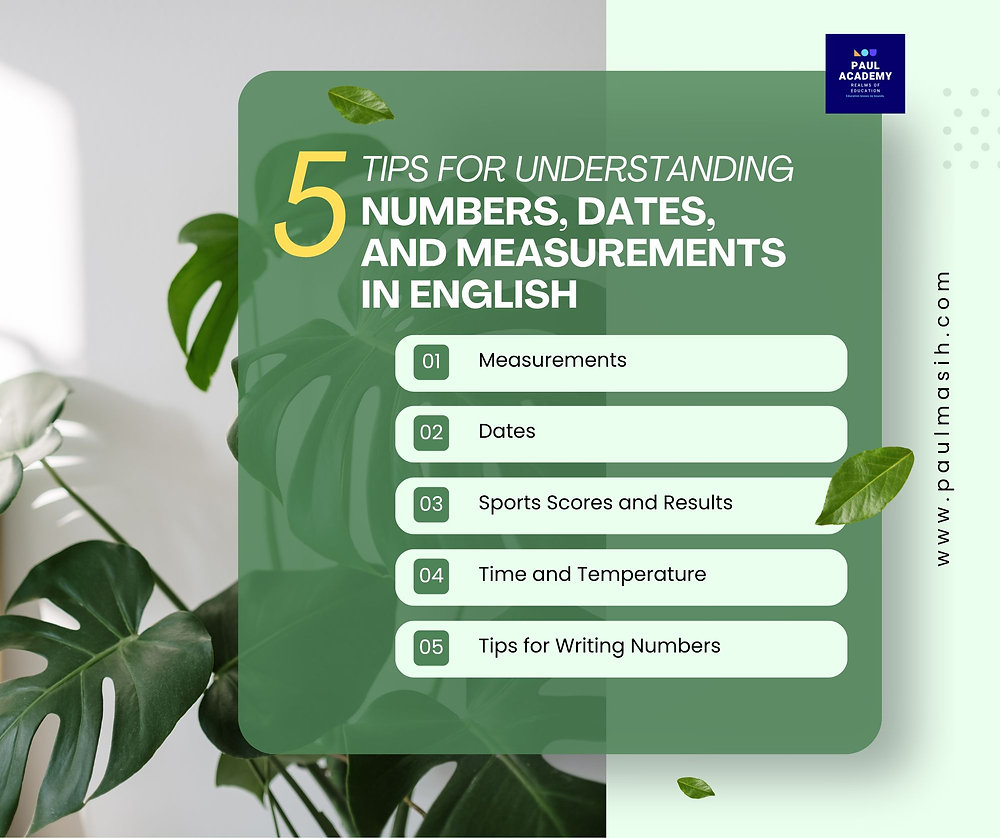 Understanding Numbers, Dates, and Measurements in English and Enriching ...