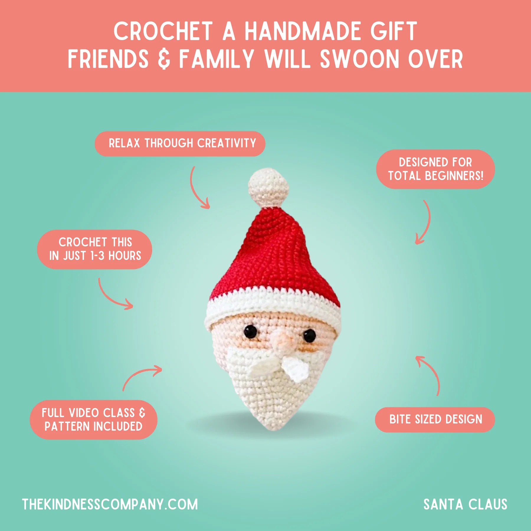 "Merry Christmas" Santa Clause Greeting Card & Crochet Pattern ...
