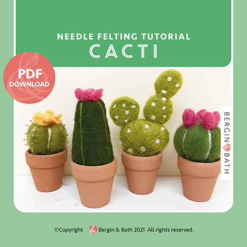 PDF pattern. Needle felted cacti tutorial. Instant download | Bergin & Bath