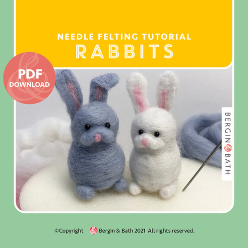 Needle-Felted Rabbits pattern, needle felting tutorial, digital ...