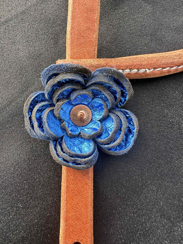 Royal Blue Metallic Flower Headstall | Russet | Single Ear ...