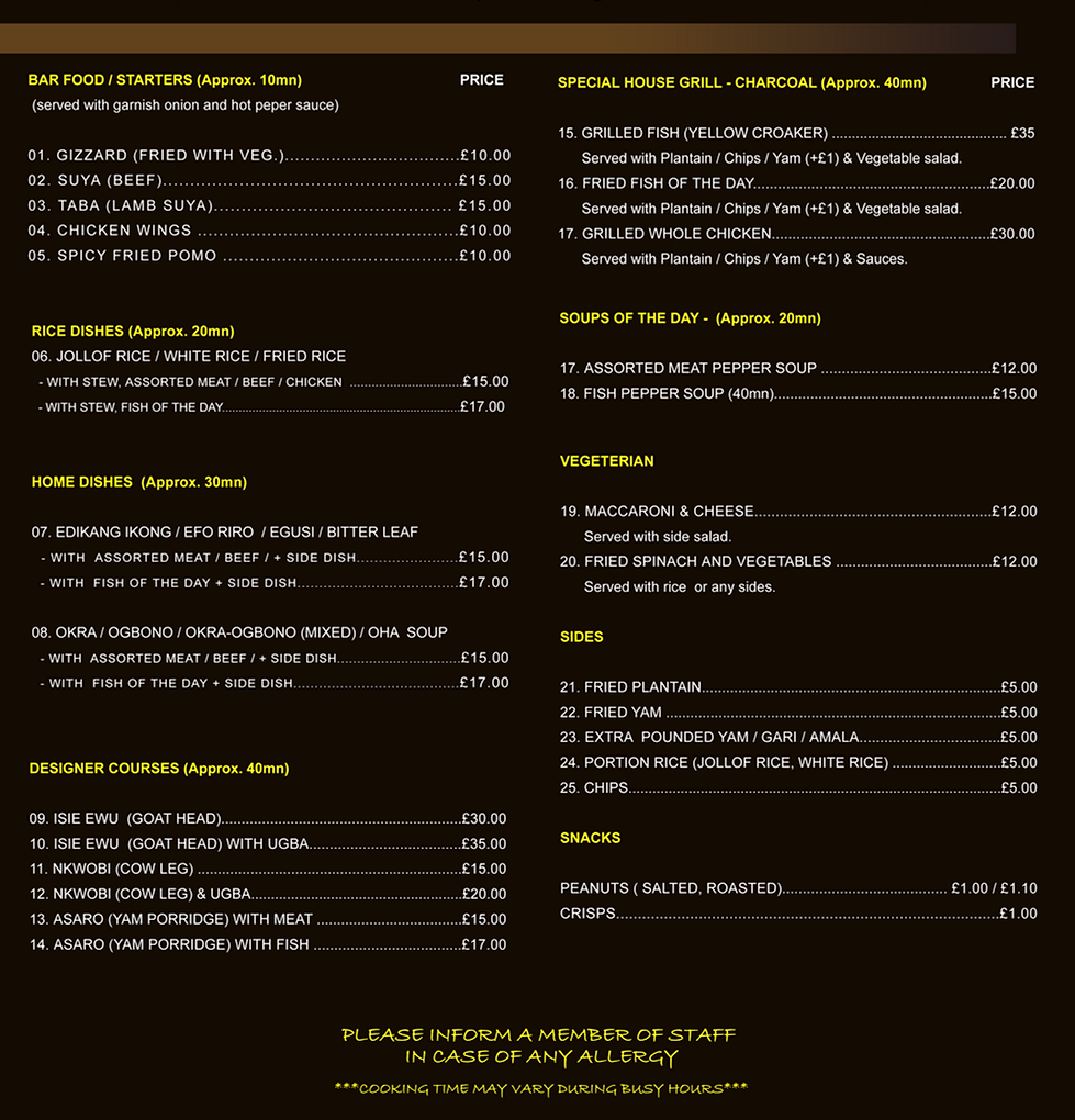 OUR MENU ITEMS | Kings Lounge Barking