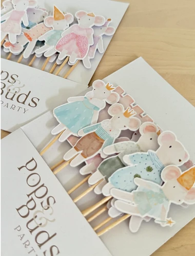 Royal mouse tea party cake toppers | Pops And Buds