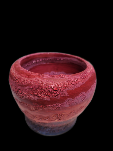 Stunning 9cm hand thrown pot painted with a raised matt crackle glaze ...