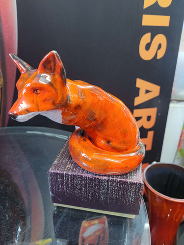 Hand painted fox figure 7 ins tall 8 ins across a beautiful figure ...