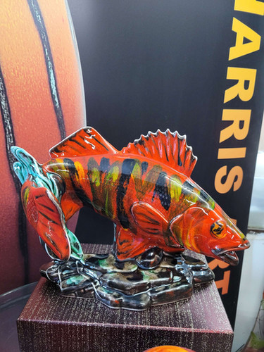 Large 30cm hand painted Perch fish figure | Anita Harris Pottery