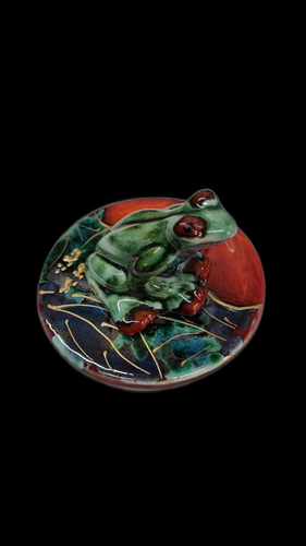 Beautiful tree frog in the rainforest with exotic foliage handpainted ...