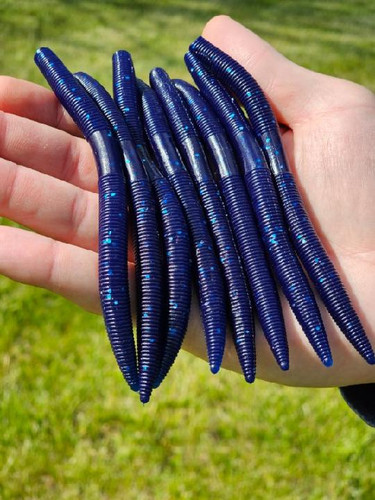 5" stick worms " June bug " | Hooker Mike's Bait C
