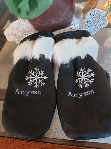 Custom Handmade Mitts with Name Embroidered - Leather | Kookum's Pantry