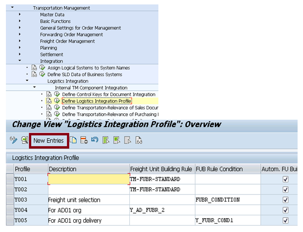 Freight Unit and Freight Unit Building Rule (FUBR) configuration