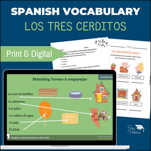 Los Tres Cerditos Digital and Print Spanish Resource/sravaleria.com