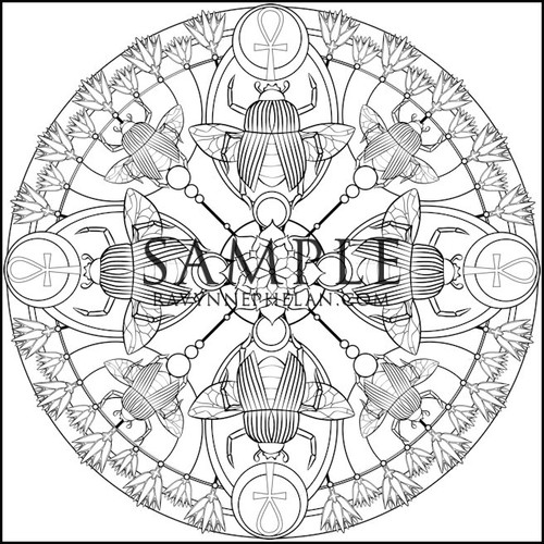Scarab Mandala Colouring Page | ravynnephelan
