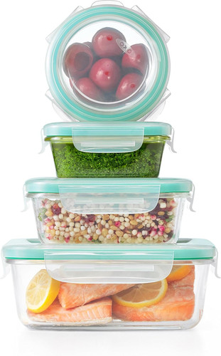 OXO Good Grips Smart Seal , 12 Piece Glass Container Set,Clear,Blue ...