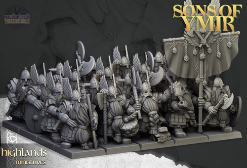 Dwarf Veterans Command Group | midgard Minis