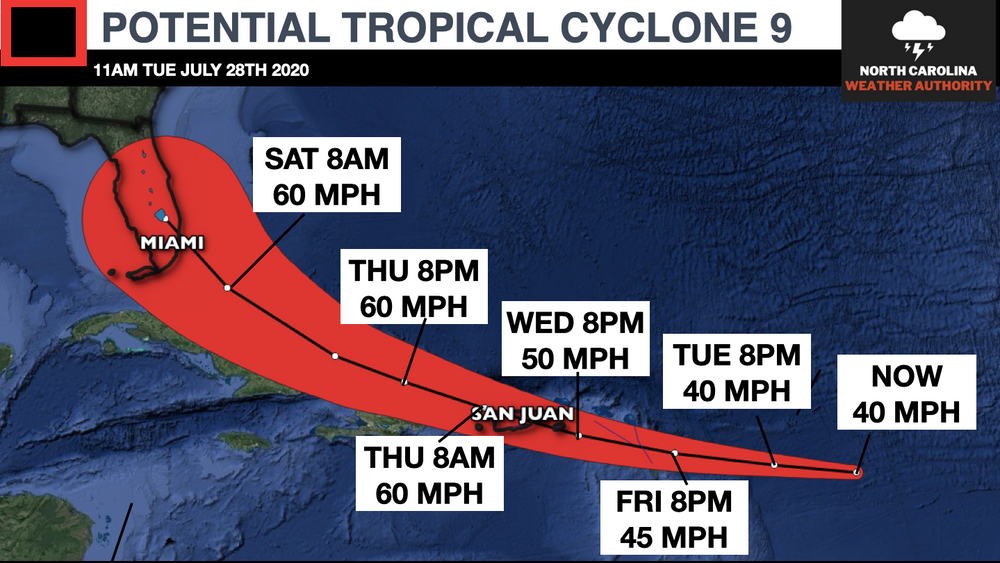 POTENTIAL TROPICAL CYCLONE 9 DESIGNATED; VERY TRICKY AND UNCERTAIN FORECAST PATH AHEAD