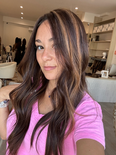 Closed lace topper 24” dark auburn brown with auburn coppery steaks ...