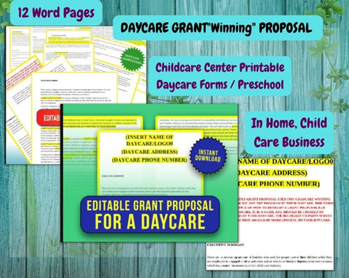 DAYCARE GRANT"Winning" PROPOSAL / Childcare Center Printable Daycare ...