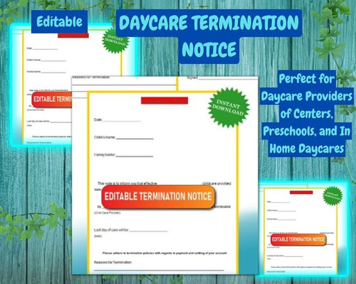 DAYCARE TERMINATION NOTICE/ Editable | Standout Daycare