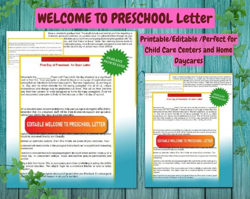 WELCOME TO PRESCHOOL Letter/Editable | Standout Daycare
