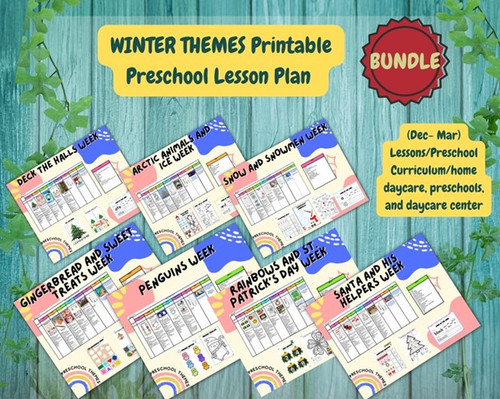WINTER THEMES Printable Preschool Lesson Plan BUNDLE | Standout Daycare