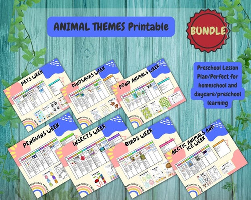 ANIMAL THEMES Printable Preschool Lesson Plan BUNDLE | Standout Daycare