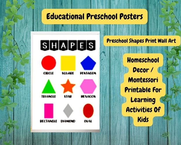 Educational Preschool Posters / Preschool Shapes Print Wall Art ...